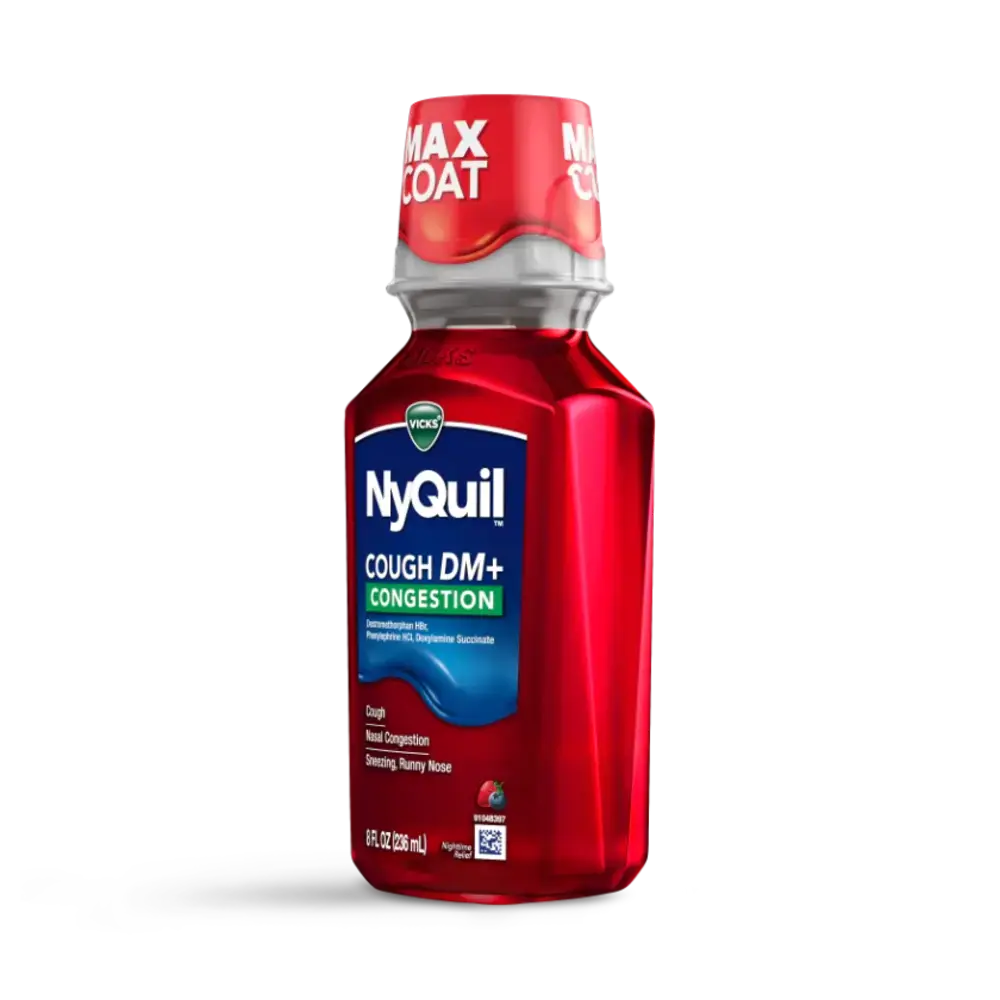 Vicks Nyquil Cough DM + Congestion Liquid Berry 8 oz - Case - 6 Units ...