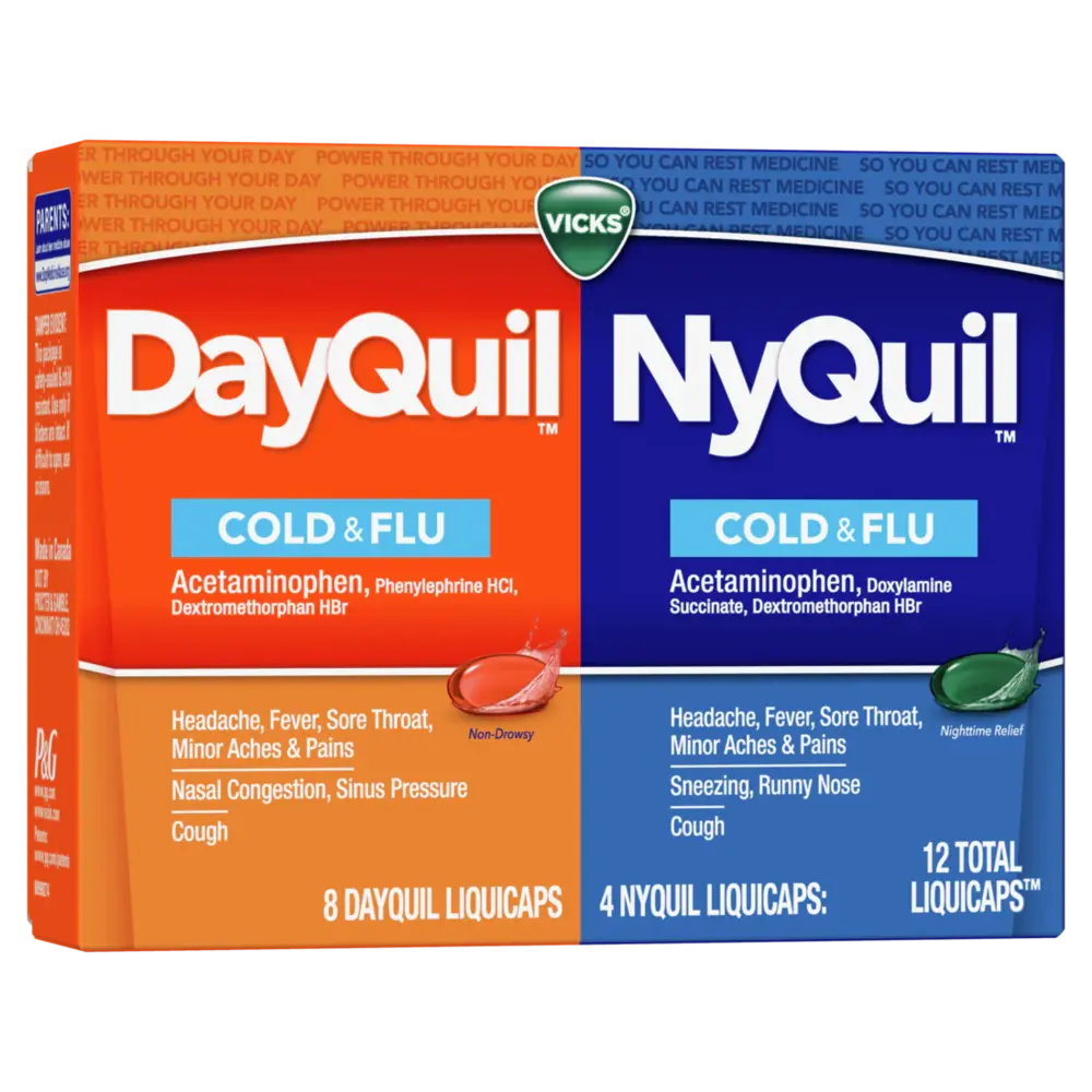 Vicks DQ & NQ Cold & Flu Medicine (8DQ+4NQ) 12 ct - Case - 4 Units ...