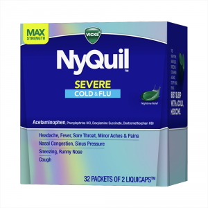 Vicks Nyquil Severe Cold&Flu Dispensers Liq caps 2 ct - Case - 32 Unit ...